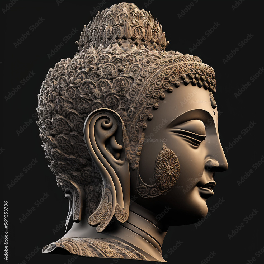 buddha face profile view Stock Illustration | Adobe Stock