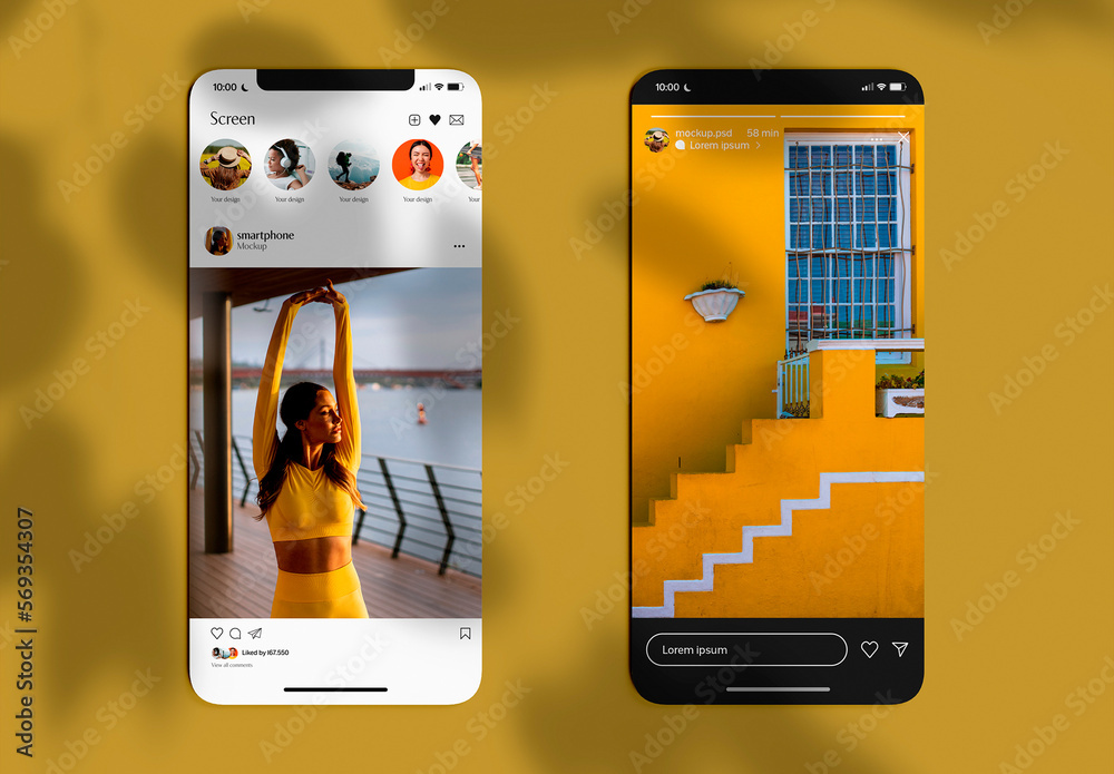 Smartphone Social Media Post Mockup Stock Template | Adobe Stock
