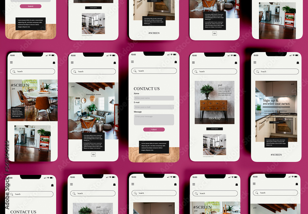 Smartphone with Ui Screens Presentation Mockup Stock Template | Adobe Stock