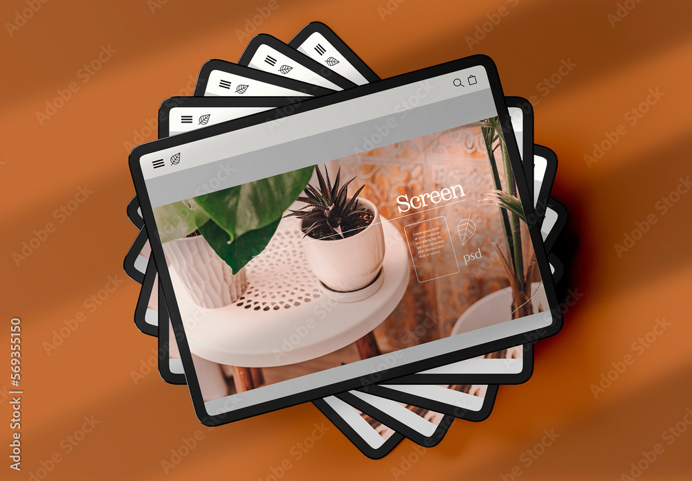Tablet for Application UI Designs Mockup Stock Template | Adobe Stock