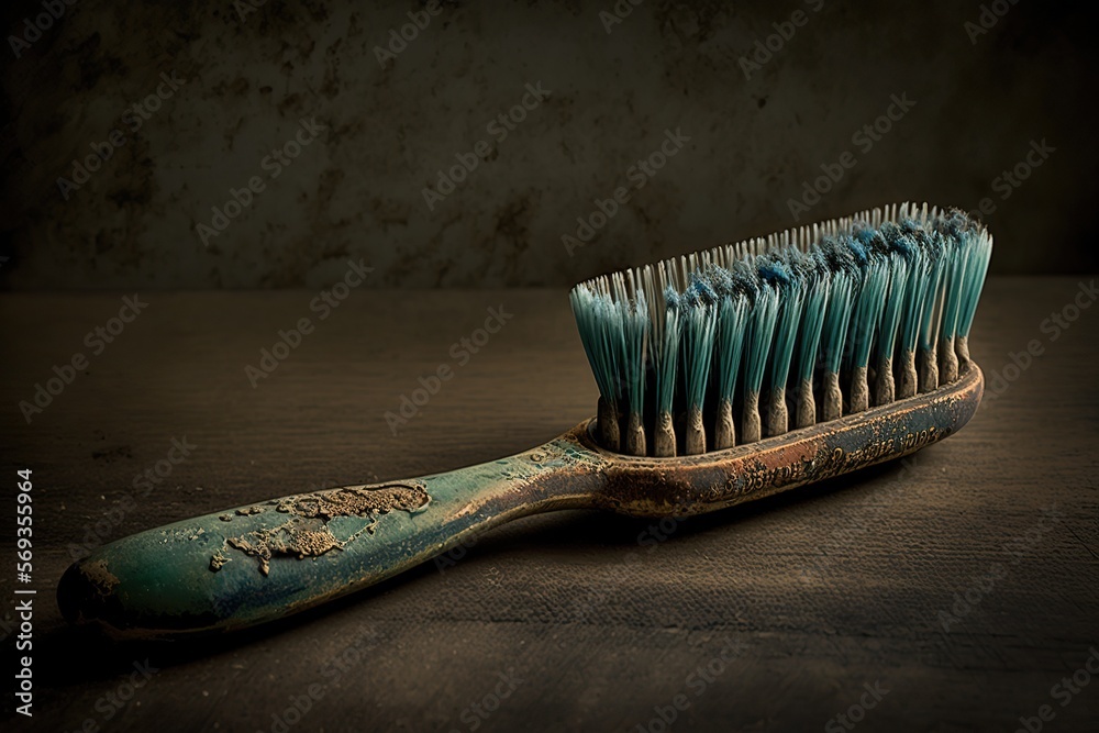 Old toothbrush with tousled bristles, concept of Deterioration and ...