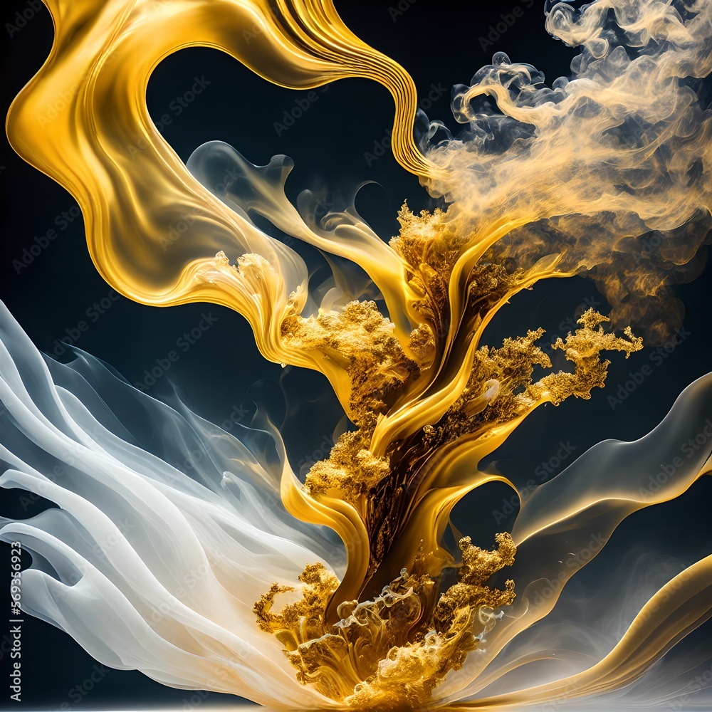 abstract background of luxury black and gold smoke cloud, generative ...