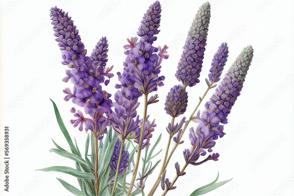 Lavender Flowers, Illustration, Generative AI Stock Illustration ...