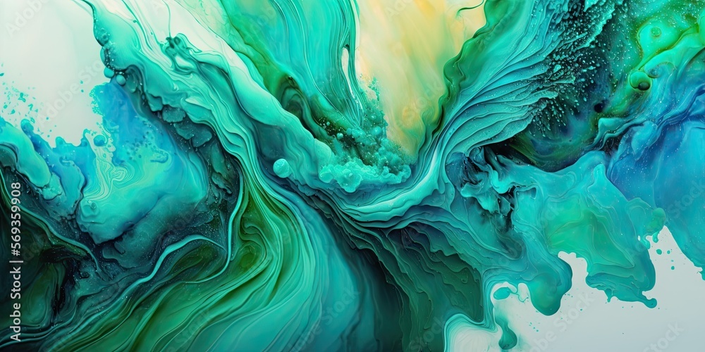 Abstract Background Green Watercolor Paint Liquid Fluid Texture For ...