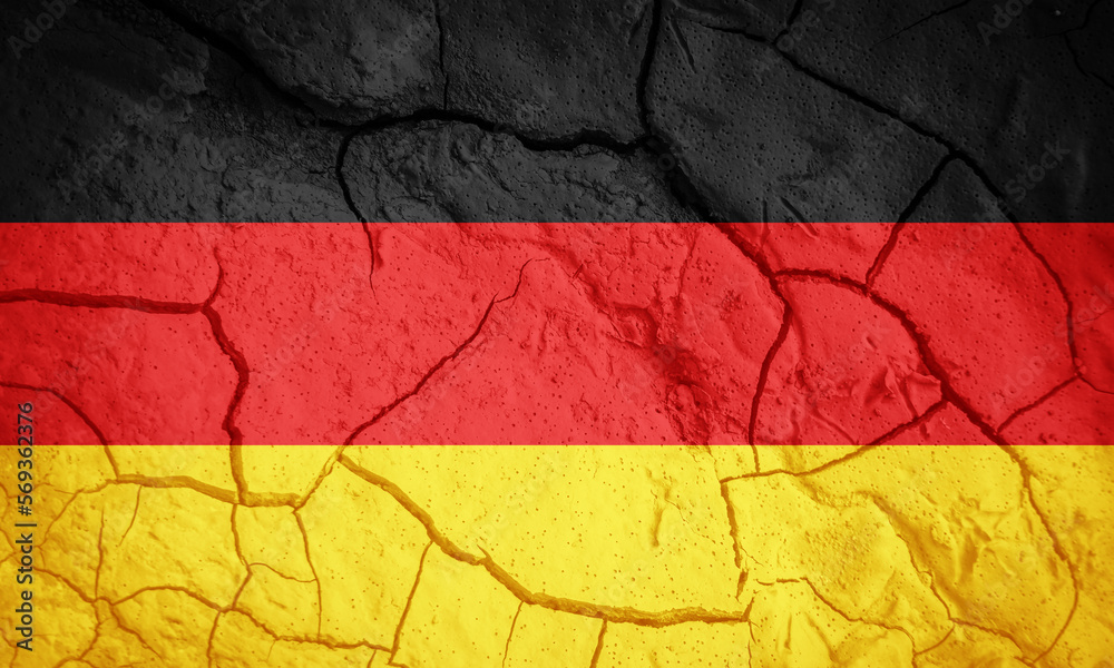 Flag of Germany. Germany symbol. Flag on the background of dry cracked ...