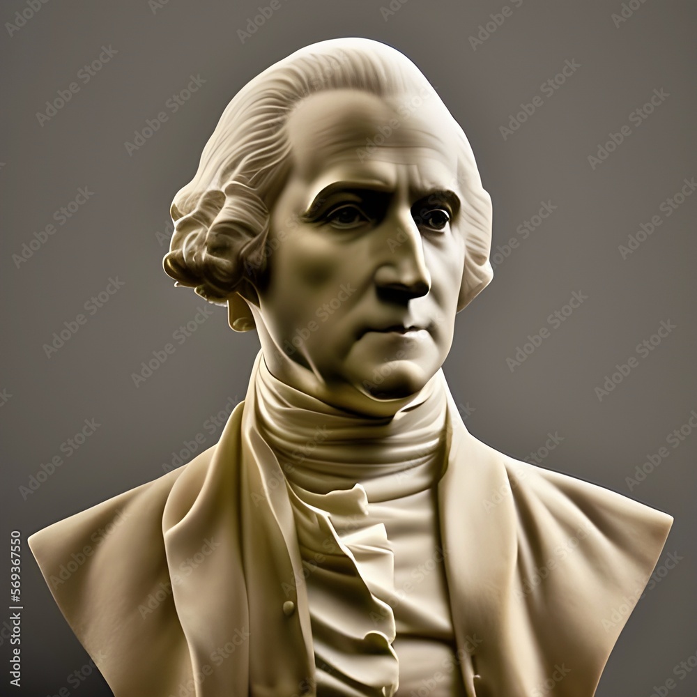 Generative AI image featuring the white marble bust of President George ...