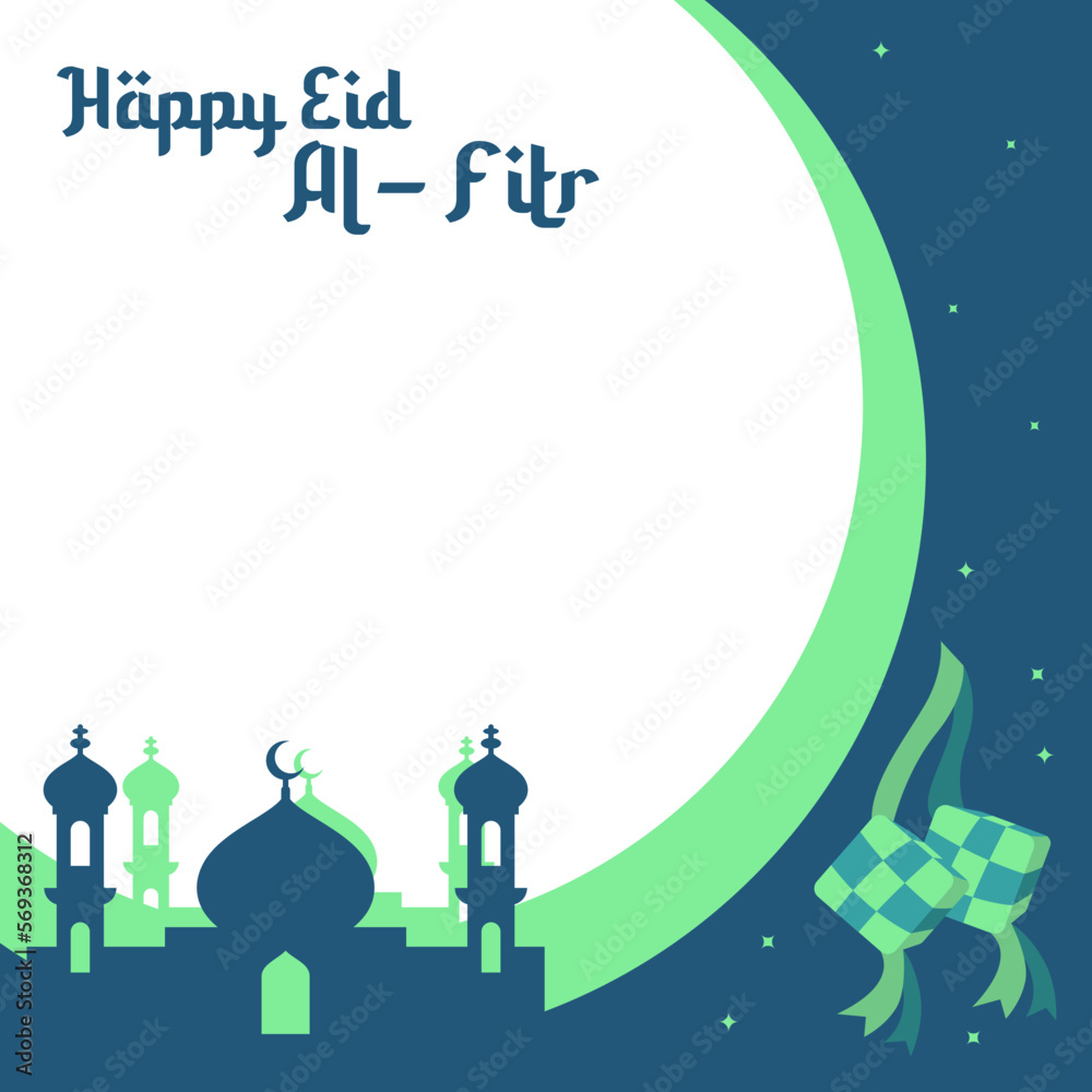 Happy Eid Al-Fitr Twibbon Template Frame Background Design Vector ...