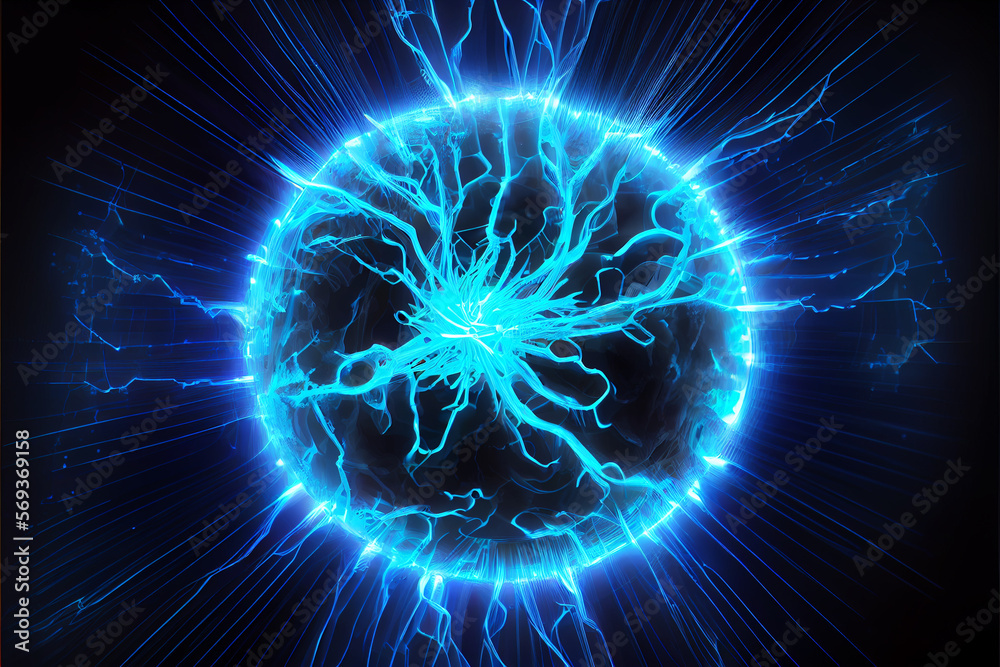 Abstract science background and object, electric lighting sphere ball ...