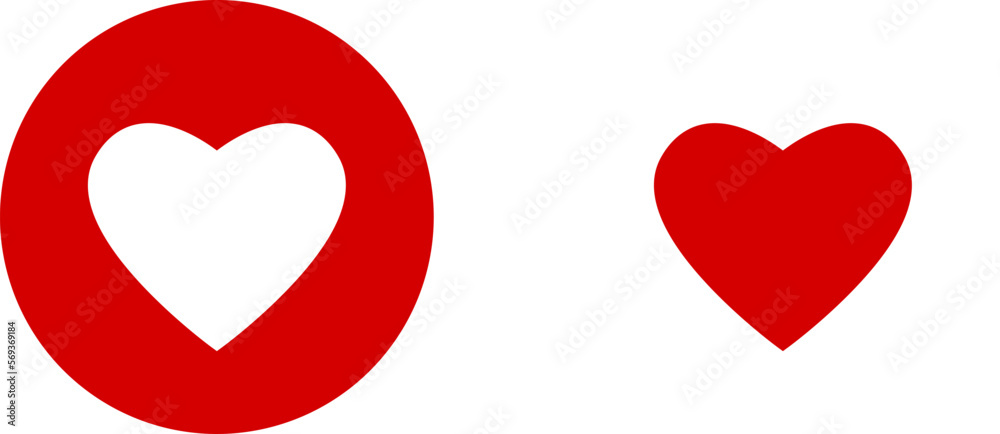 Basic Red Heart Love Health Symbol Sign in a Circle Icon Set. Vector ...