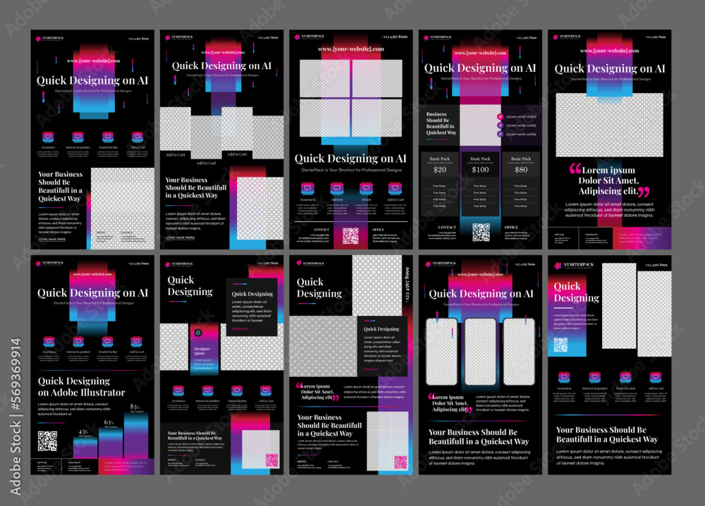 StarterPack for Quick Design Need - Modern lights designs for Flyer, Social Media Post Feed ...