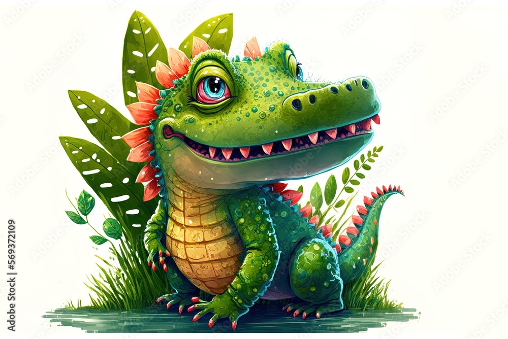 Crocodile digital art with a lovely, cartoony design. Generative AI ...