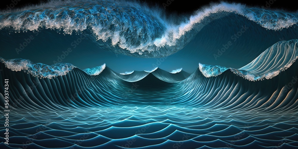 Sonic waves on ocean surface, concept of graphic resources., created ...