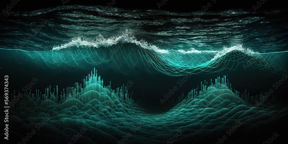 Sound wave in ocean depth, concept of graphic resources, created with ...