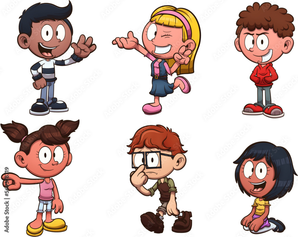 Vetor do Stock: Cartoon Kids. Vector clip art illustration with simple ...