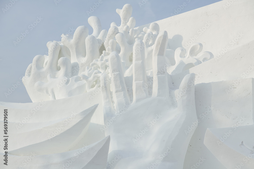 HARBIN, CHINA - DECEMBER 31: Details of the snow Sculpture at the ...
