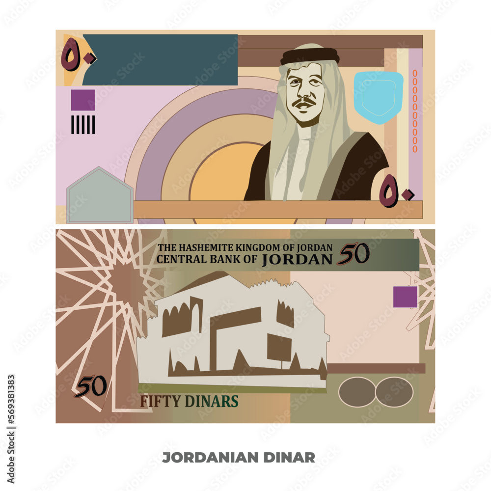 Vector Illustration of Jordanian dinar note Isolated on white ...