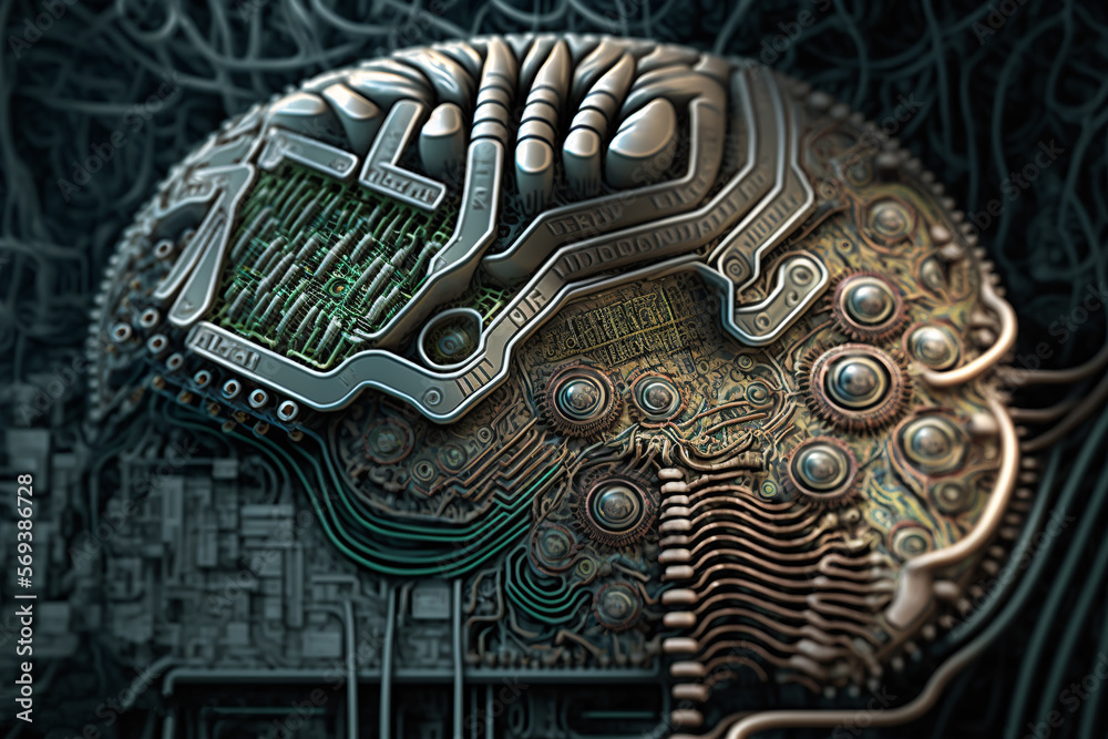 Human brain made up of many mechanical parts in fine detail. Unleashing ...