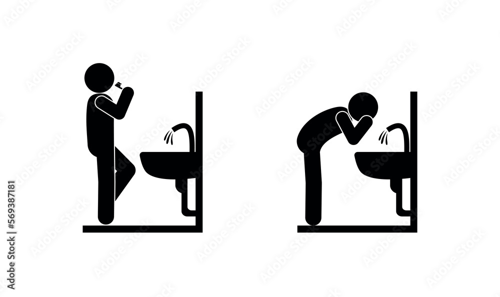 Vetor de brushing teeth icon, man brushing his teeth and washing his ...