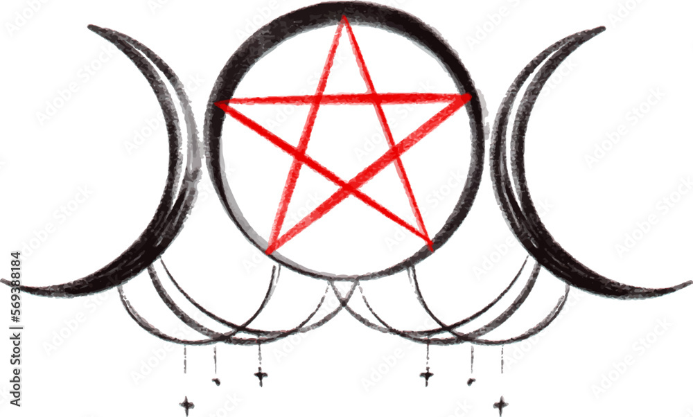 triple moon goddess symbol tattoo design idea Stock Vector | Adobe Stock
