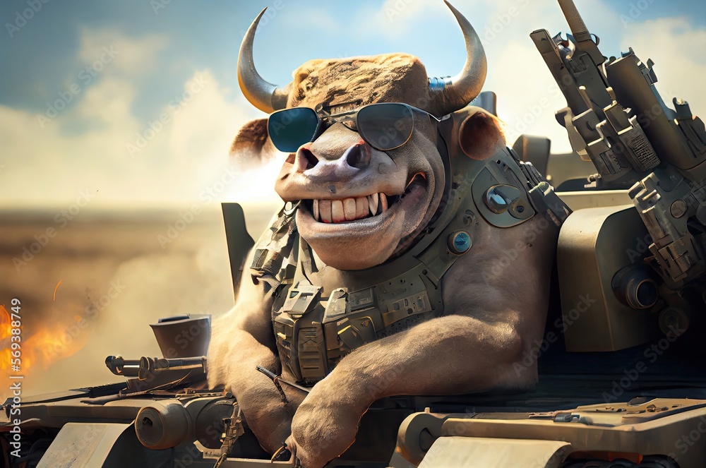 Military Bull Daring And Standing Up For Freedom Generative AI Stock ...