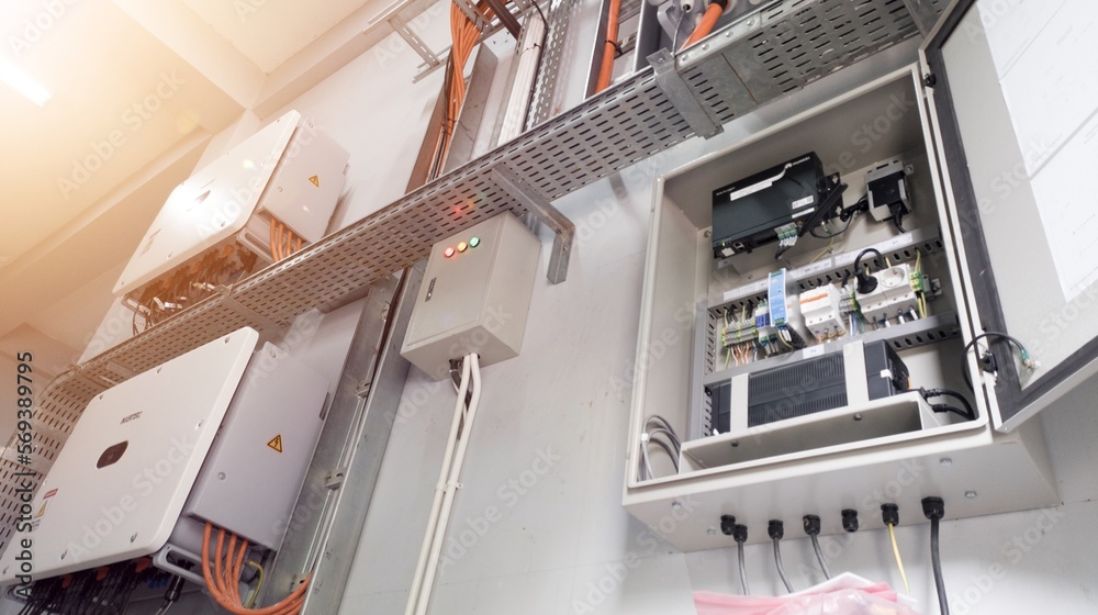 Instalation control of inverters solar panel on the wall. Technology of ...