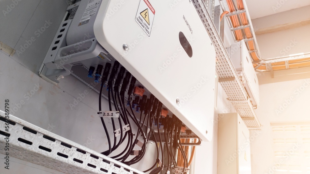 Instalation control of inverters solar panel on the wall. Technology of ...