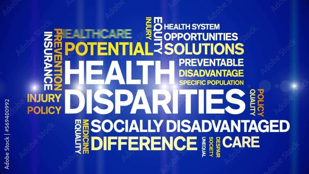 Health Disparities animated tag word cloud;text design animation ...