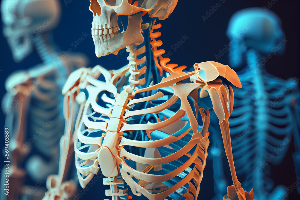 Human skeleton under x-ray, joint pain. Generative AI Stock ...