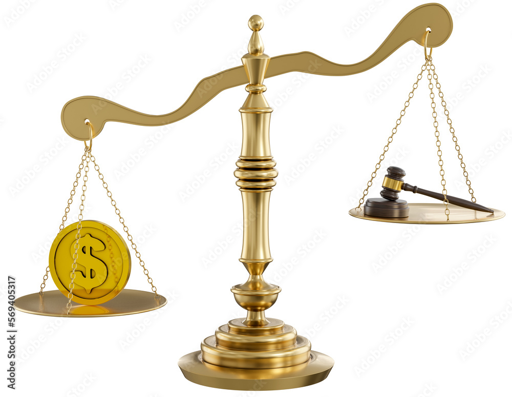 3D Gold Brass Balance Scale, With Golden Coin Weighting more than Judge ...