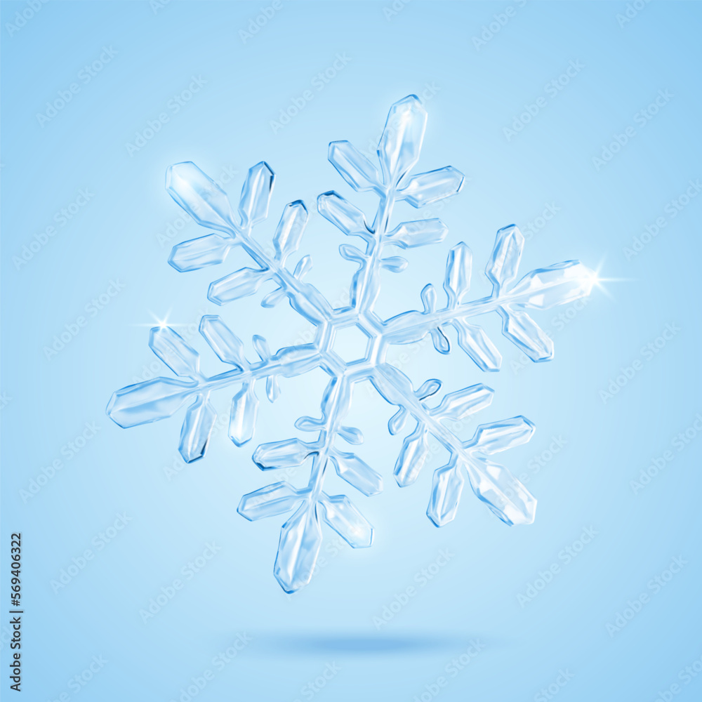 3D transparent snowflake element Stock Vector | Adobe Stock