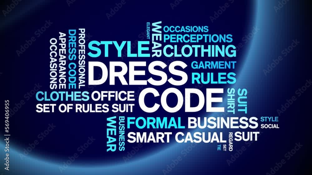 Dress Code animated tag word cloud;text design animation kinetic ...