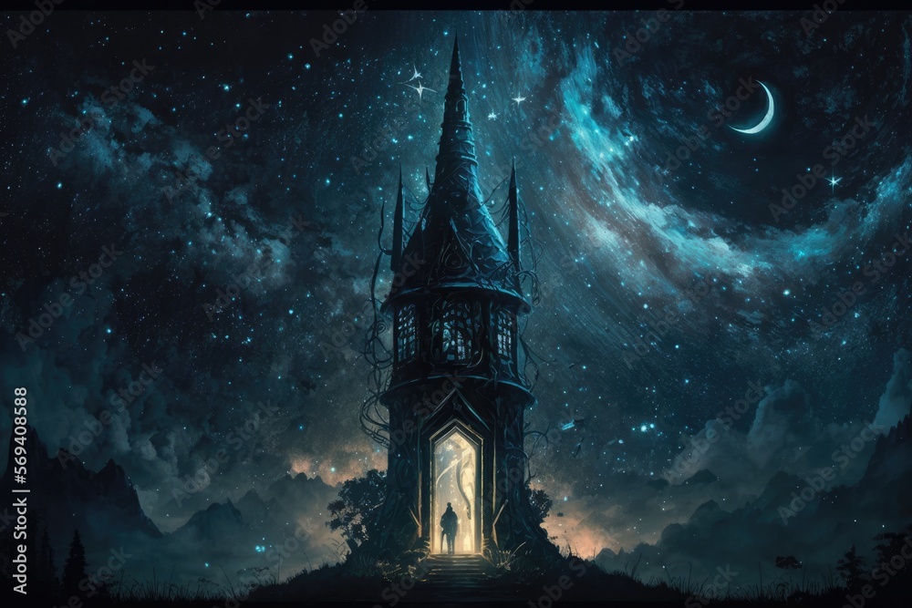 The Astronomy Tower, with a stunning view of the night sky and the ...