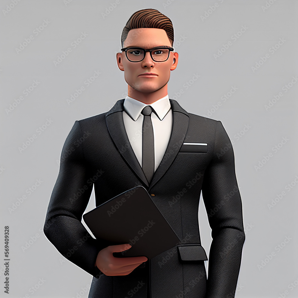 3d cute businessman avatar. Generative AI. 3d character of a man ...