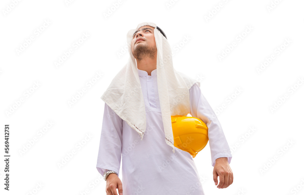 Arab man Construction civil engineer at building construction site ...