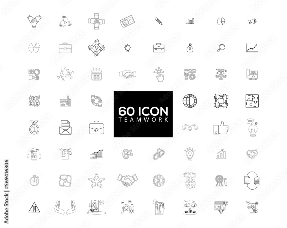 teamwork icon set design Stock Vector | Adobe Stock