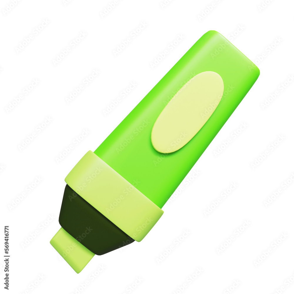 green neon highlighter 3D Icon Stock Illustration | Adobe Stock