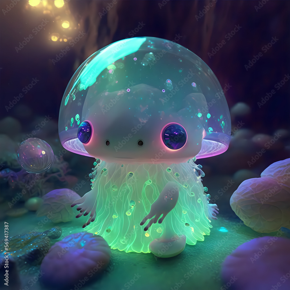 Bizarre Aquatic Alien Sea Creature Stock Illustration | Adobe Stock