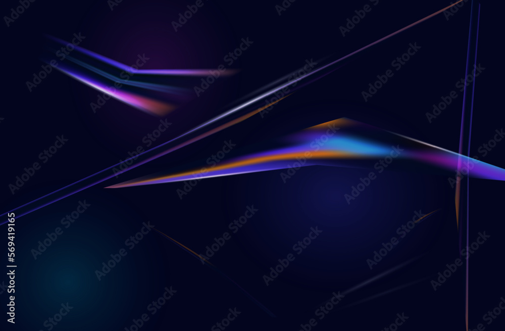 Reflection beam, lens. Rainbow light, northern lights effect, spectrum ...