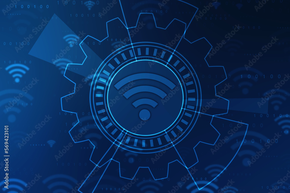 2d illustration WIFI symbol sign, WIFI Internet Network Connection ...