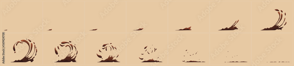 Coffee splash, hot chocolate or cocoa wave with swirl and drops ...