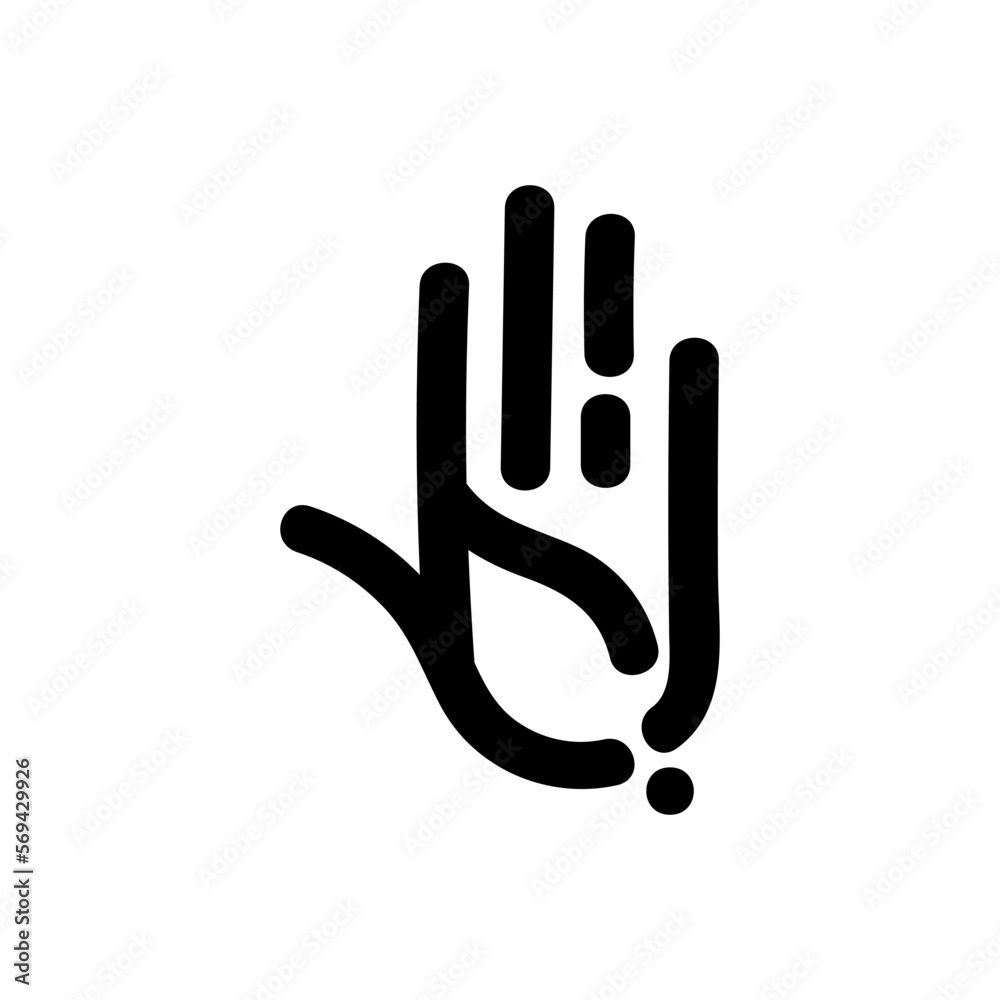 Hand stylized line logo, high five logo design on white background ...