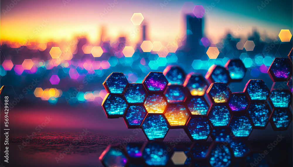 Bold business & digital concepts combine in a hexagon mosaic backdrop ...