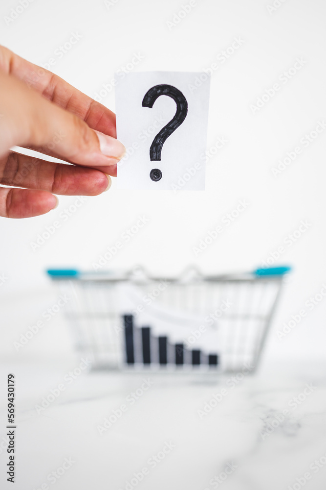 when will inflation go down. shopping basket with graph showing prices ...