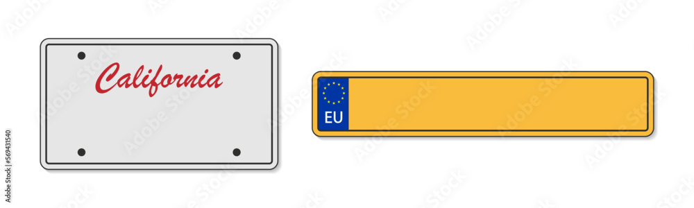 Car plate with number. American and european license and registration ...