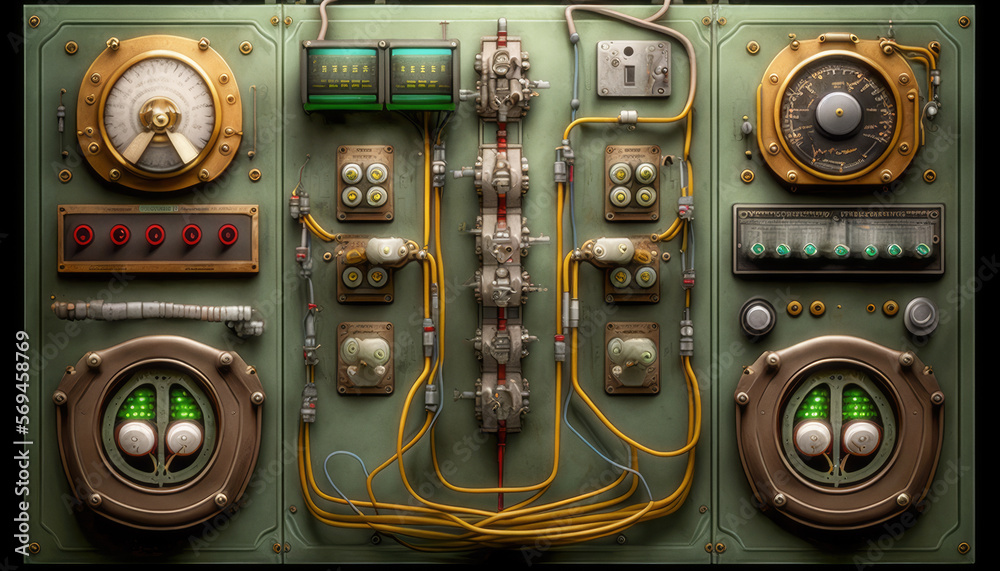 Vintage Equipment Control Panel. Generative AI Stock Illustration ...