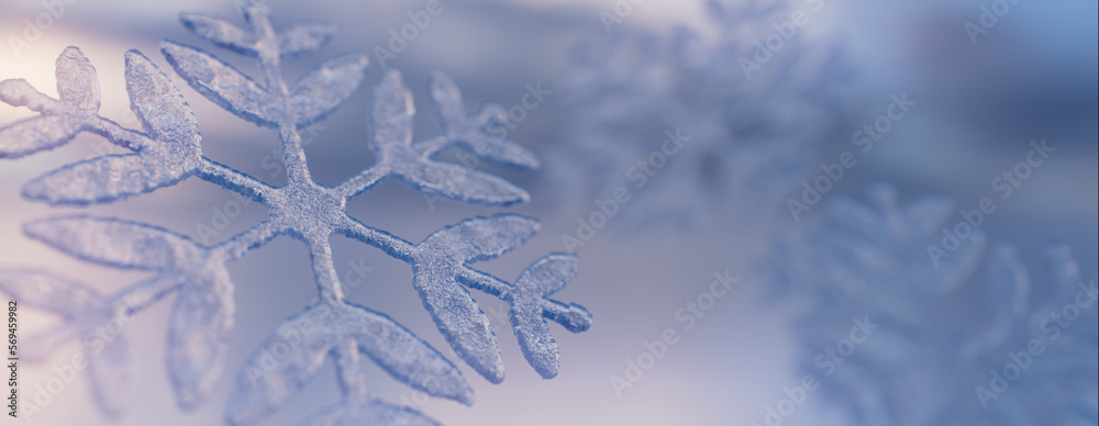 Seasonal Background with Elegant Crystalline Snowflake. Festive Banner ...