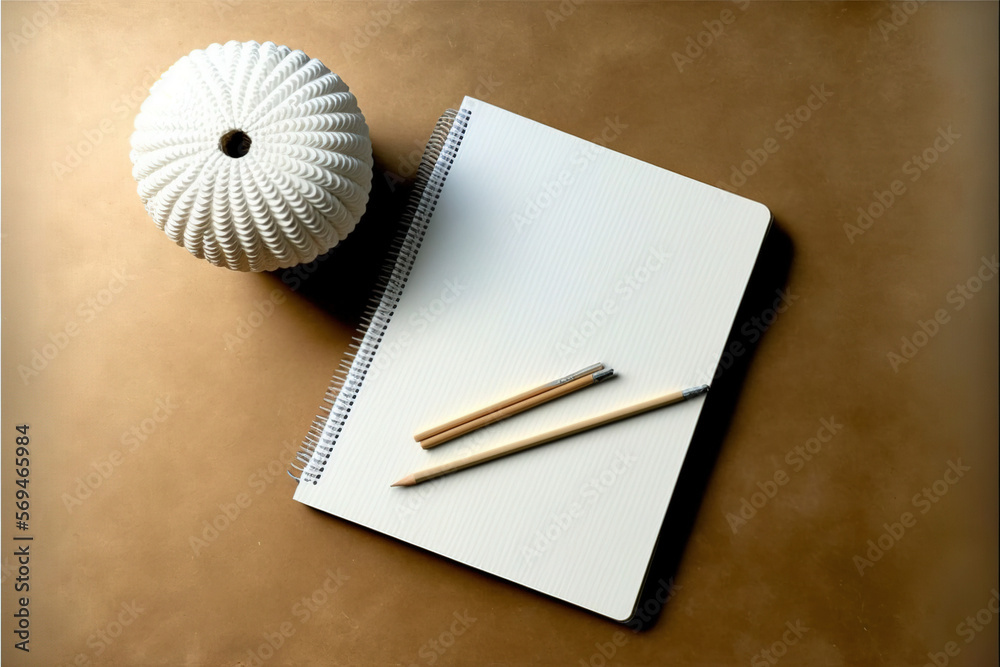 Realistic spiral binder square opened notebook mockup isolated on white ...