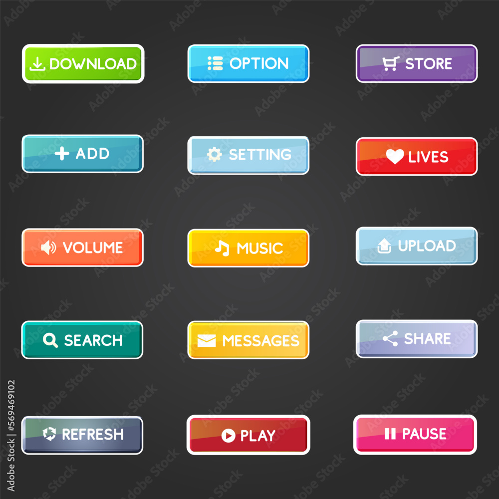User Interface buttons set for games or apps. Game UI buttons. Mobile ... User Interface buttons set for games or apps. Game UI buttons. Mobile ...