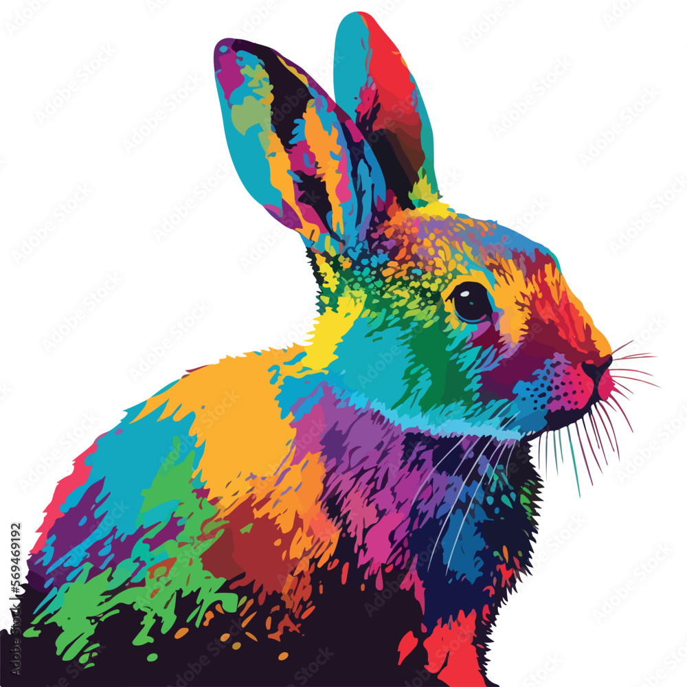 colorful rabbit pop art vector illustration Stock Vector | Adobe Stock