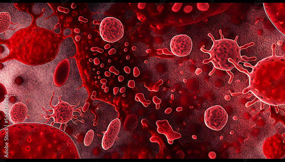 Closeup of red blood cell flowing the red blood vain. Stock ...